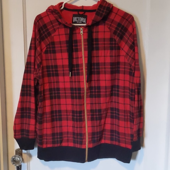 Victoria's Secret | Tops | Redblack Plaid Victorias Secret Zip Up ...